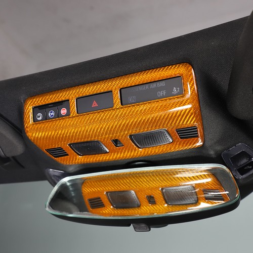Yellow Real Carbon Fiber Overhead Conosle Trim Cover Fits Corvette C8 ...