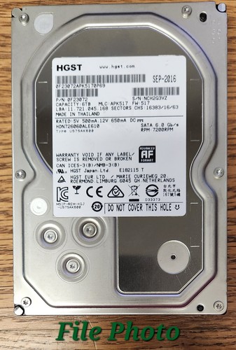 HGST Hitachi 6TB 3.5" Hard Drive SATA HDN726060ALE610 7200 RPM | eBay