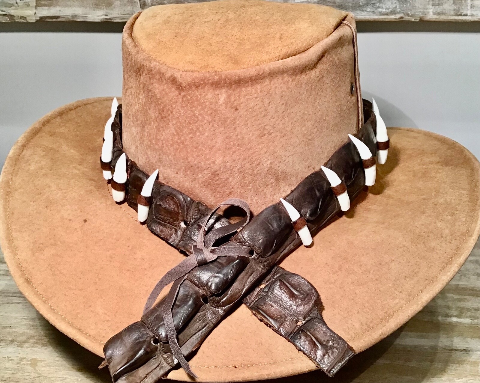 Crocodile leather hat band Australian made GENUINE Dundee hats 17 ...