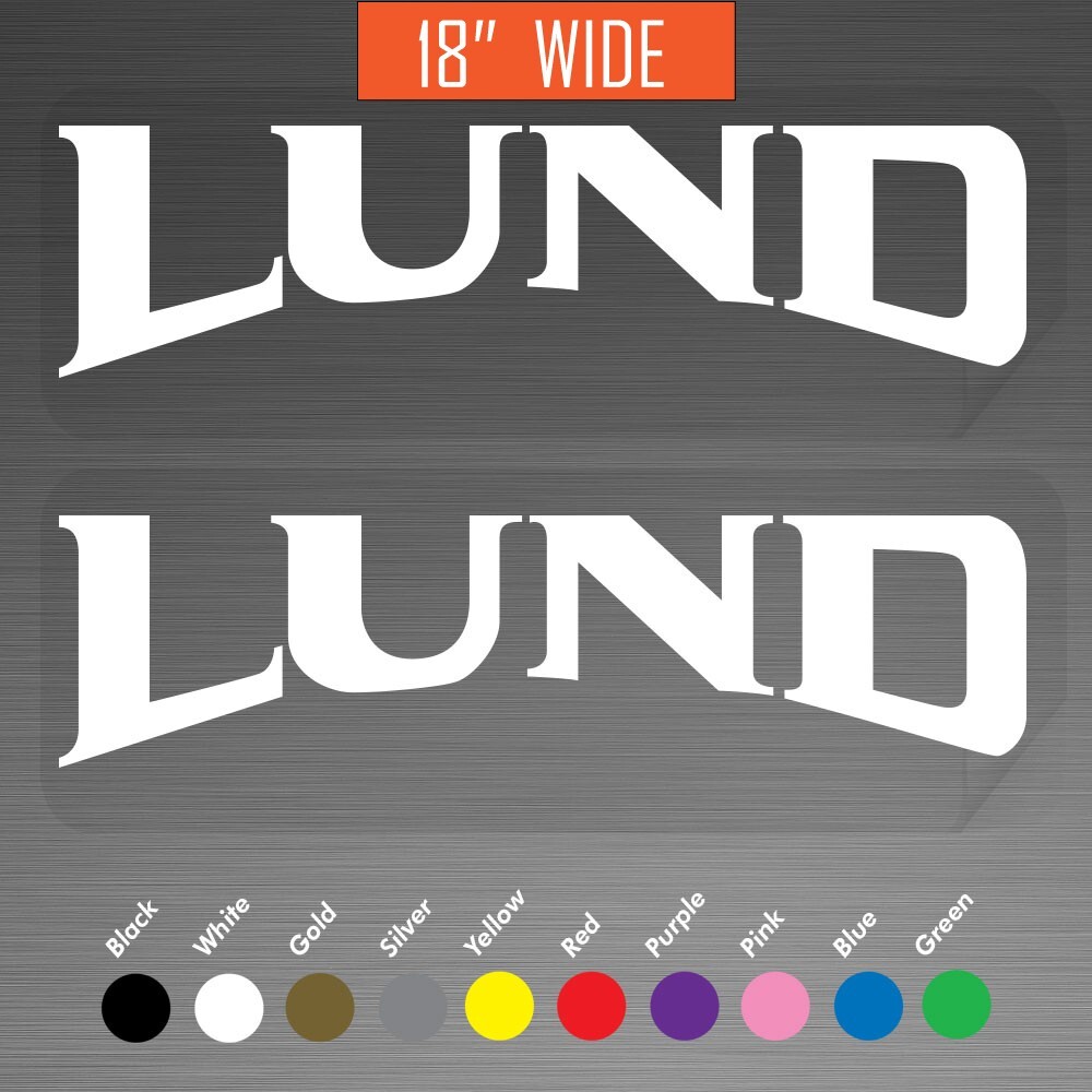 18" Lund Boat Outboard Motor Marine Decals Vinyl Stickers Pair Set of 2 ...