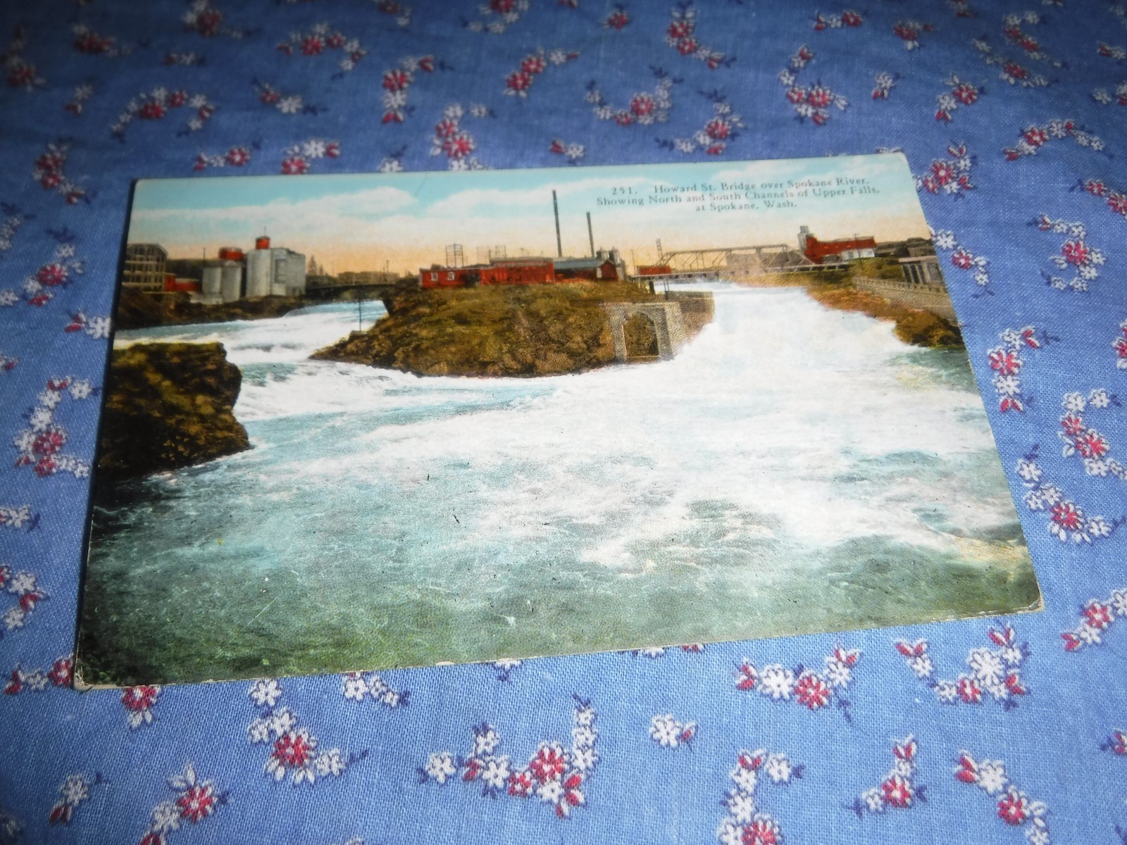 Old Postcard Howard St. Bridge over Spokane River North South Channels ...