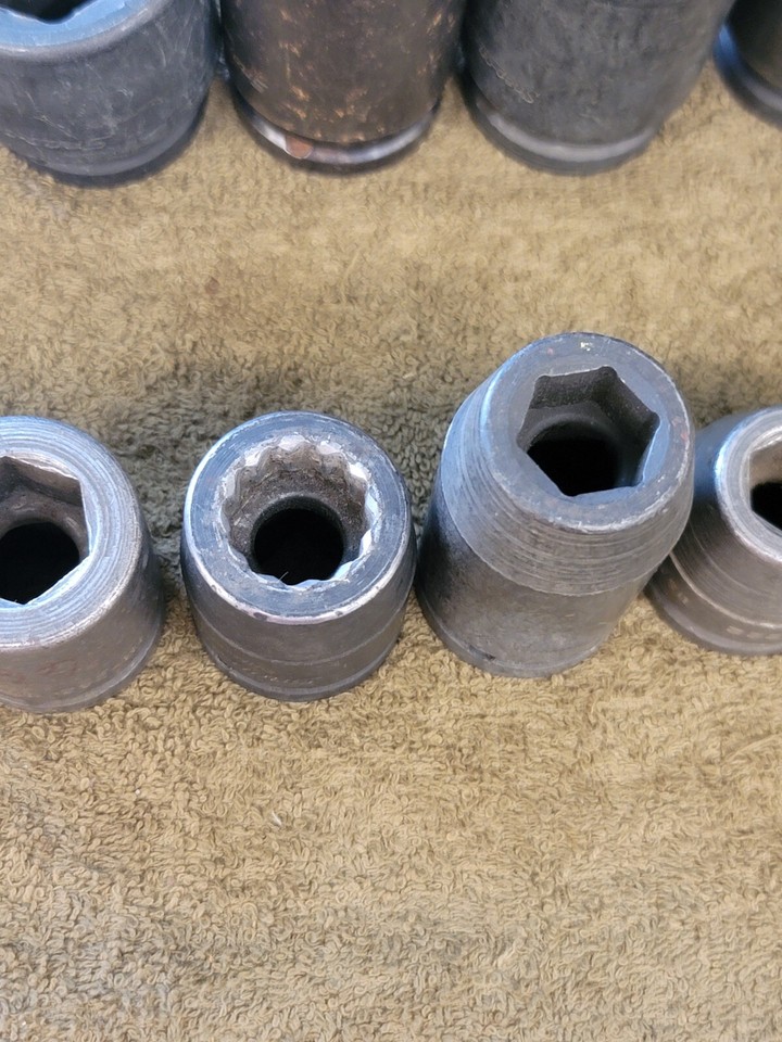12 Snap-on Impact Socket Set SIM IM 3/4 Drive Sae 1-1/2 3/8 5/16 3/16 1 ...
