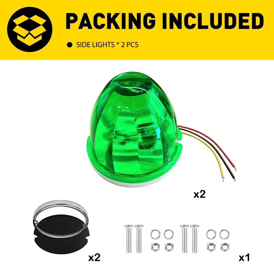 6X 12V Green Color Big LED Watermelon Lights 3" Clear Lens for Trailer ...