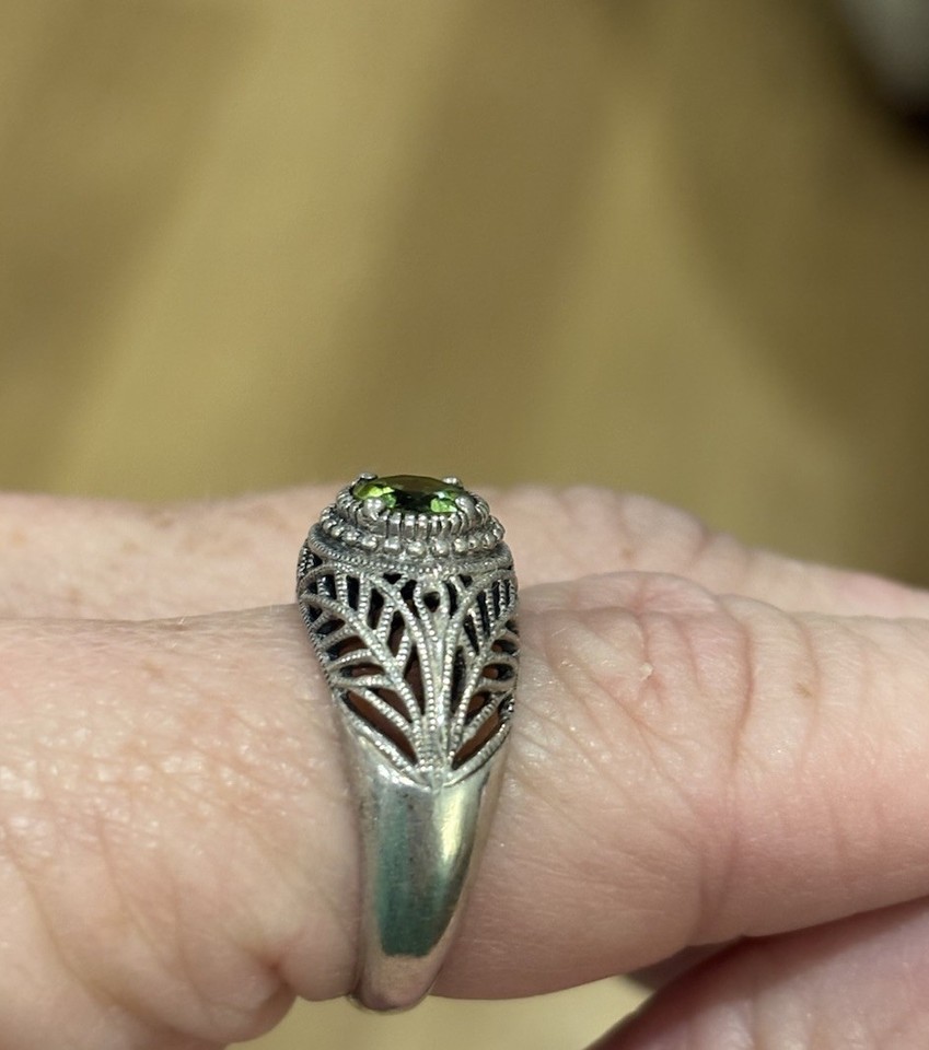 Vintage CNA Peridot Filigree Sterling Silver Ring Size 8.75 | eBay