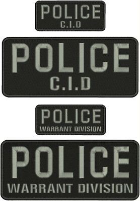 POLICE W DIVISION EMBROIDERY PATCH 4X10 AND 2X5 HOOK ON BACK OD GRAY ...