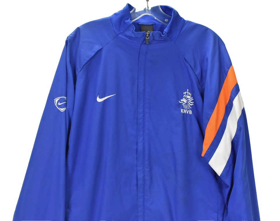 Netherlands Men Jacket Large Blue Orange Striped Track Logo Nike Full ...