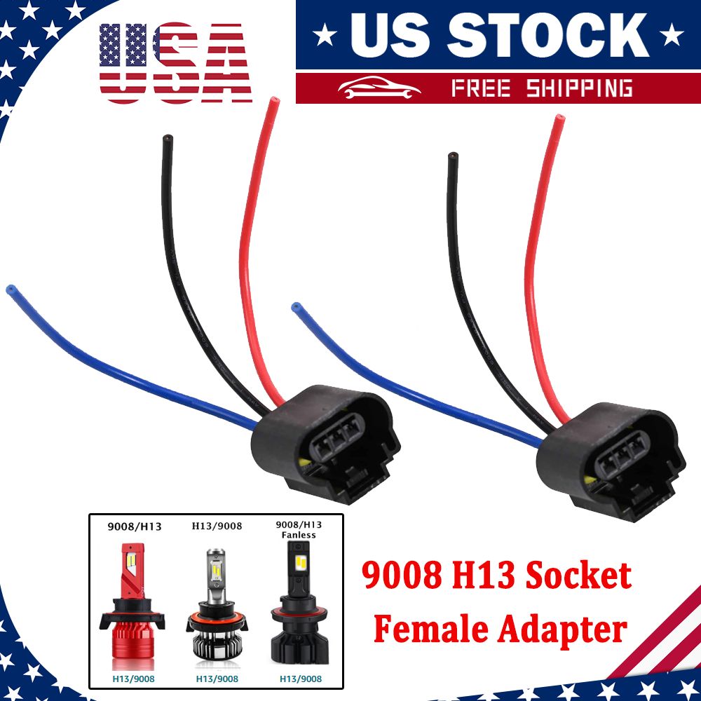 Wire Pigtail Female P 9008 H13 Two Harness Head Light Bulb Socket ...