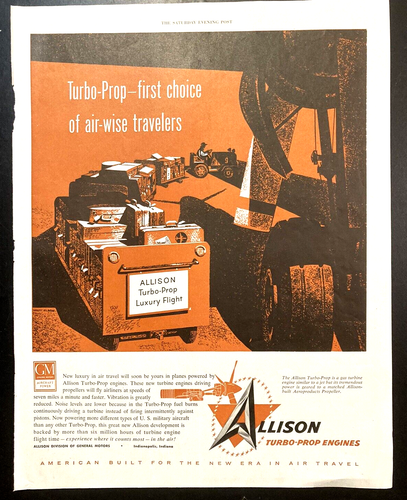 1955 Print Ad Allison Turbo Prop Airplane Engines Indianapolis IN ...