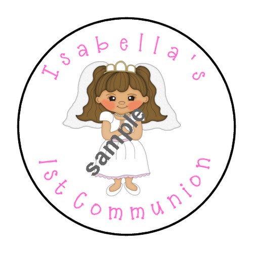 30 First Communion Personalized 1.5" Round Labels Favors Lollipop ...