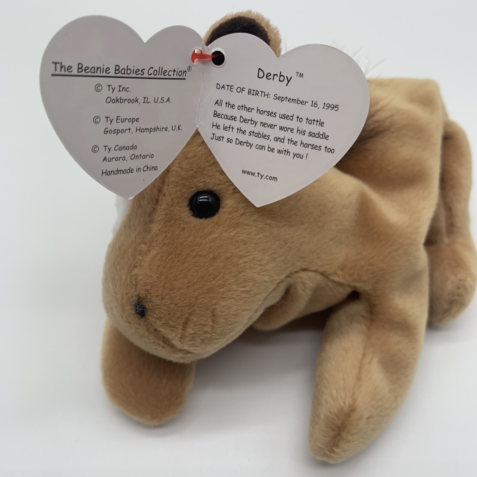 Ty Beanie Baby Derby Horse Plush Stuffed Animal W Tag September 16 1995 ...