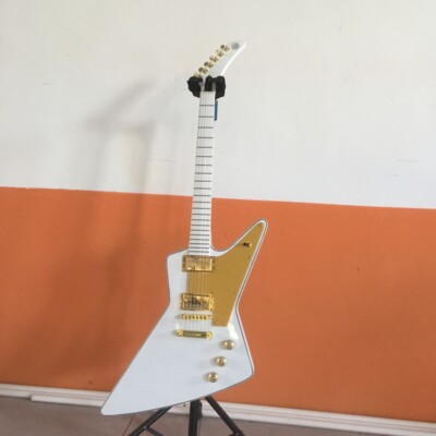 White Explorer Electric Guitar Solid Gold Hardware HH Pickups Gold ...