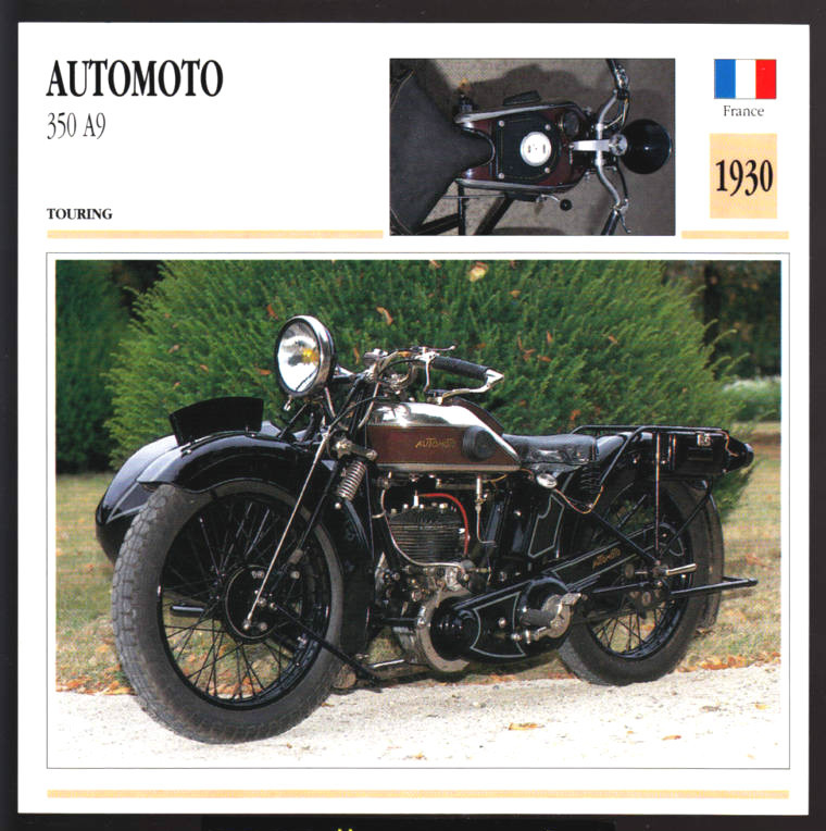 1930 Automoto 350cc A9 France Motorcycle Photo Spec Sheet Info Stat ...