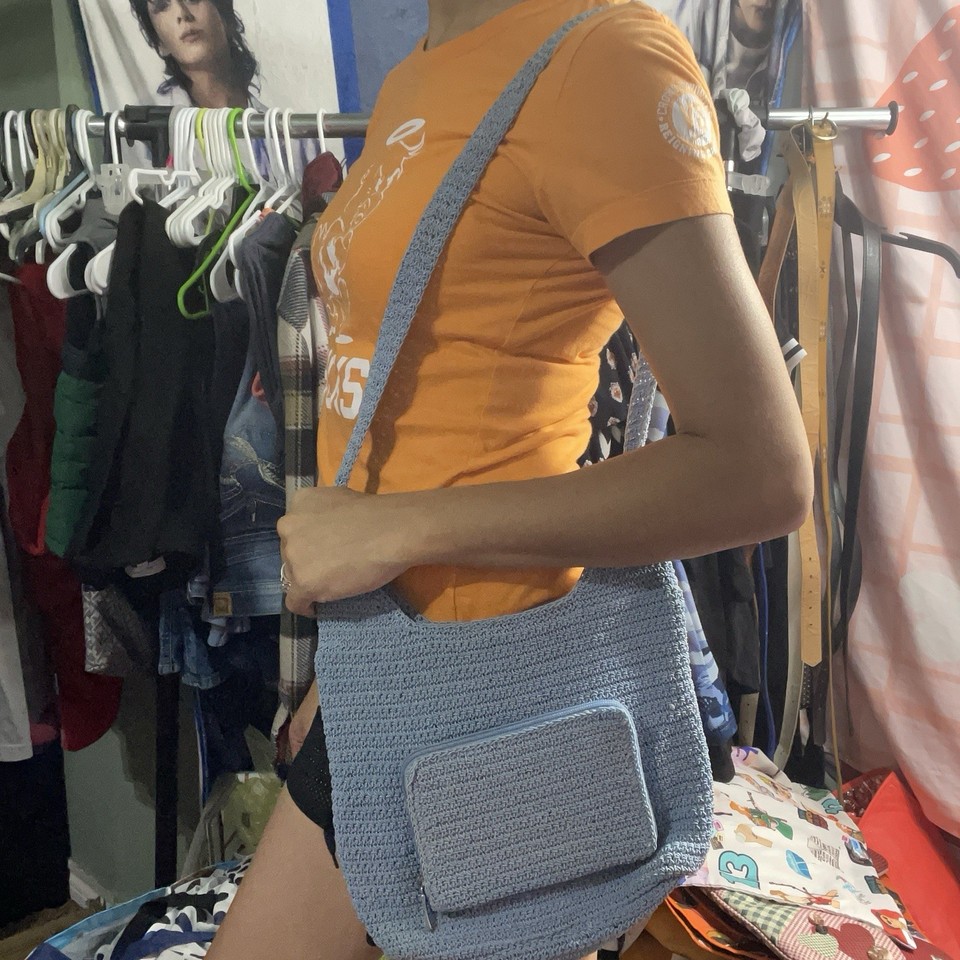 Y2k Light Blue Crotchet Blue Bogo Sling Small Bag cotton olefin | eBay