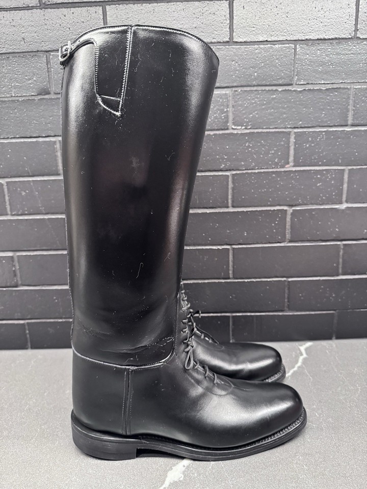 Dehner Stock Motorcycle Cop Patrol Leather Bal-Laced Boots US 11.5 D ...
