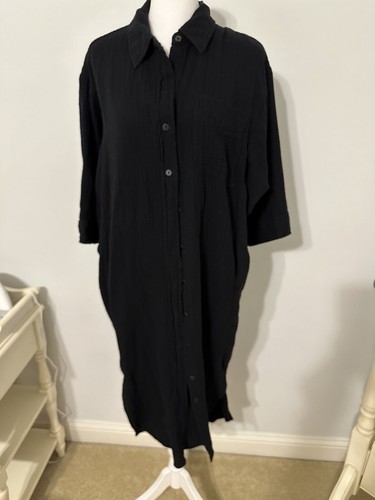 EUC Universal Thread SMALL Gauze BLACK Button Down Shirt Dress Target ...