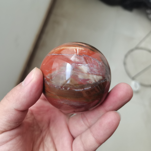Red Rose Petrified Wood Sphere Fossil Agate Quartz Crystal Base ...