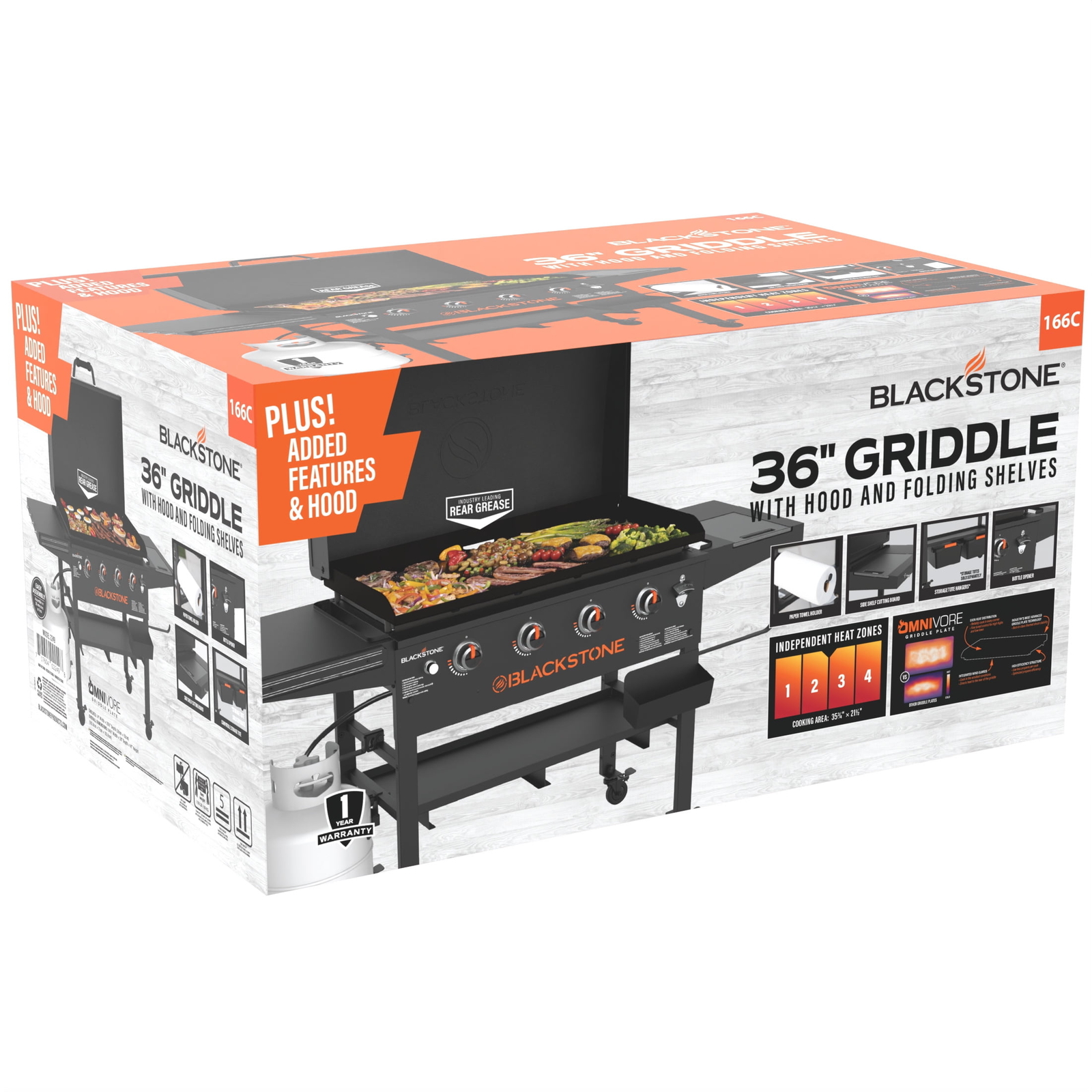 Blackstone 2249 Original 4-Burner 36" Propane Griddle with Hood and ...