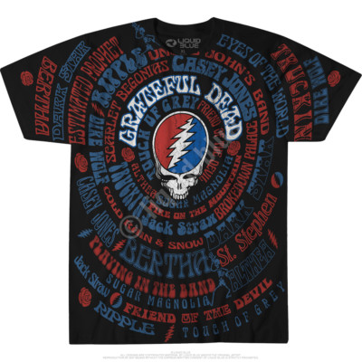 GRATEFUL DEAD-GD SONGS -SYF-T-SHIRT-Steal Your Face S-M-L-XL-2X Garcia ...