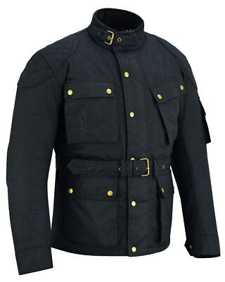 NEW Classic Motorcycle Waxed Cotton CE Armour WP Breathable Biker ...