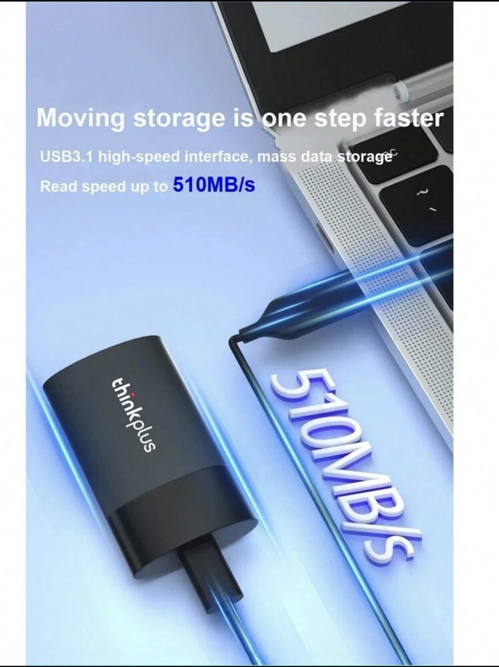 Lenovo thinkplus US202 Portable SSD 1TB Solid State Drive USB3.1 Type C ...