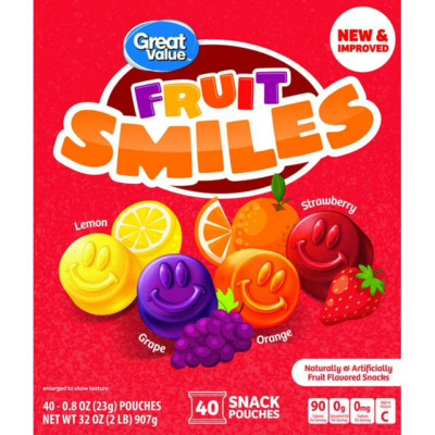 Great Value Fruit Smiles Snacks, Original Flavors, 40 Count | eBay