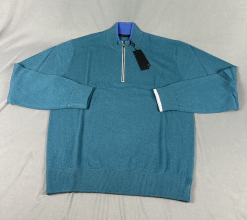 Greyson Cashmere Golf Sweater Sebonack 1/4 Zip Large Fiddle Green NWT ...