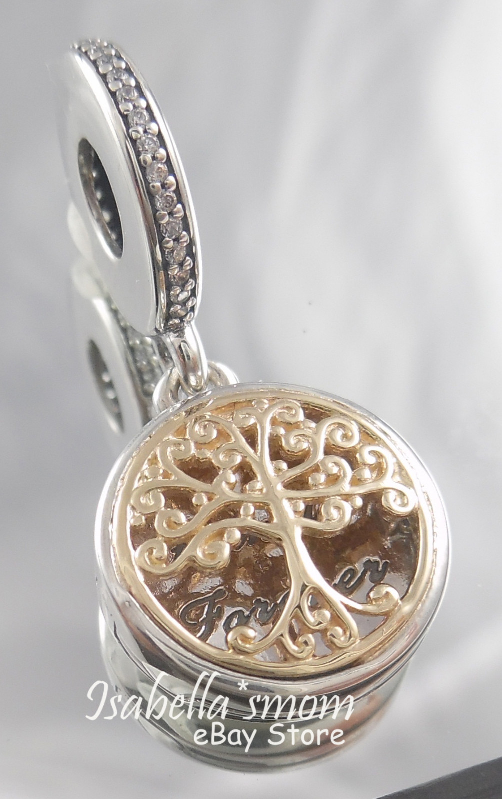 FAMILY Tree ROOTS Genuine PANDORA Silver 14K GOLD Locket DANGLE Charm ...