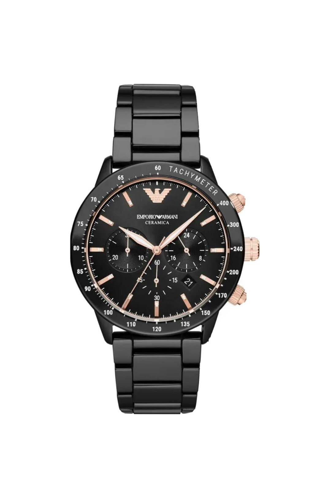 EMPORIO ARMANI MENS AR70002 BLACK ROSE MARIO CERAMIC WATCH 2 Year ...