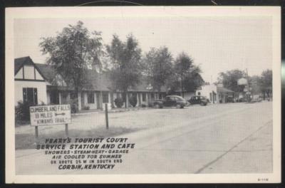Postcard CORBIN Kentucky/KY Yeary's Tourist Court & Gas Station 1930's ...