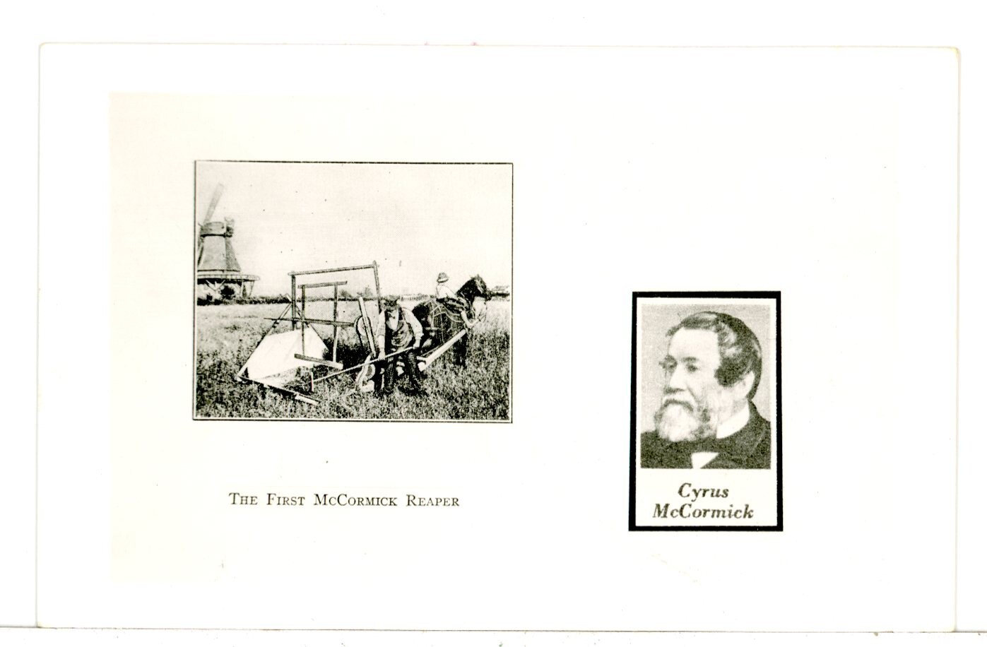 RPPC - The First McCormick Reaper and Cyrus McCormick Portrait, 1950's ...