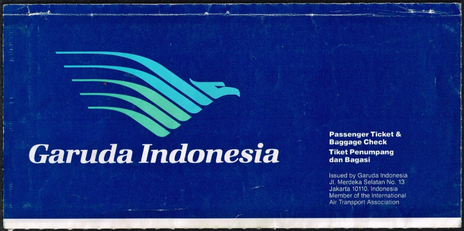 GARUDA AIRLINES INDONESIA AVIATION PASSENGER TICKET | eBay