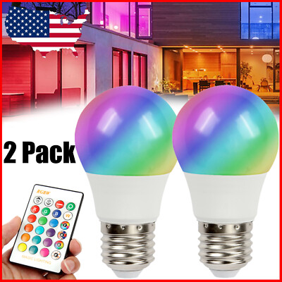 2 Pack RGB RGBW LED Bulb Light 16 Color Changing E27 Lamp + IR Remote ...