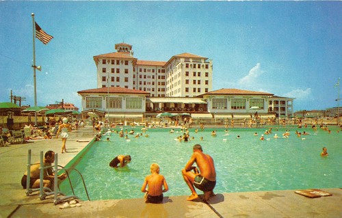Ocean City New Jersey 1950-60s Postcard Hotel Flanders & Outdoor Pool ...