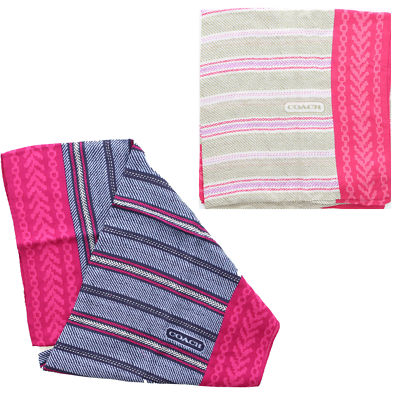 Coach Scarf Women's Lightweight Modal Woven, Heritage Stripe 44x44 ...