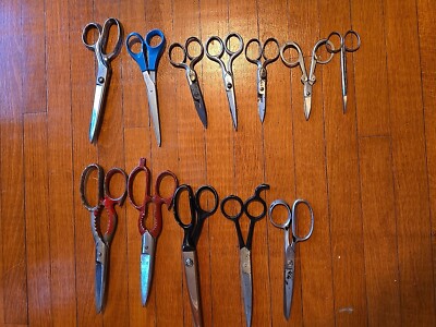 Lot of 12 Vintage Shears Scissors Red Handle Wiss Kleencut Boker Keen ...