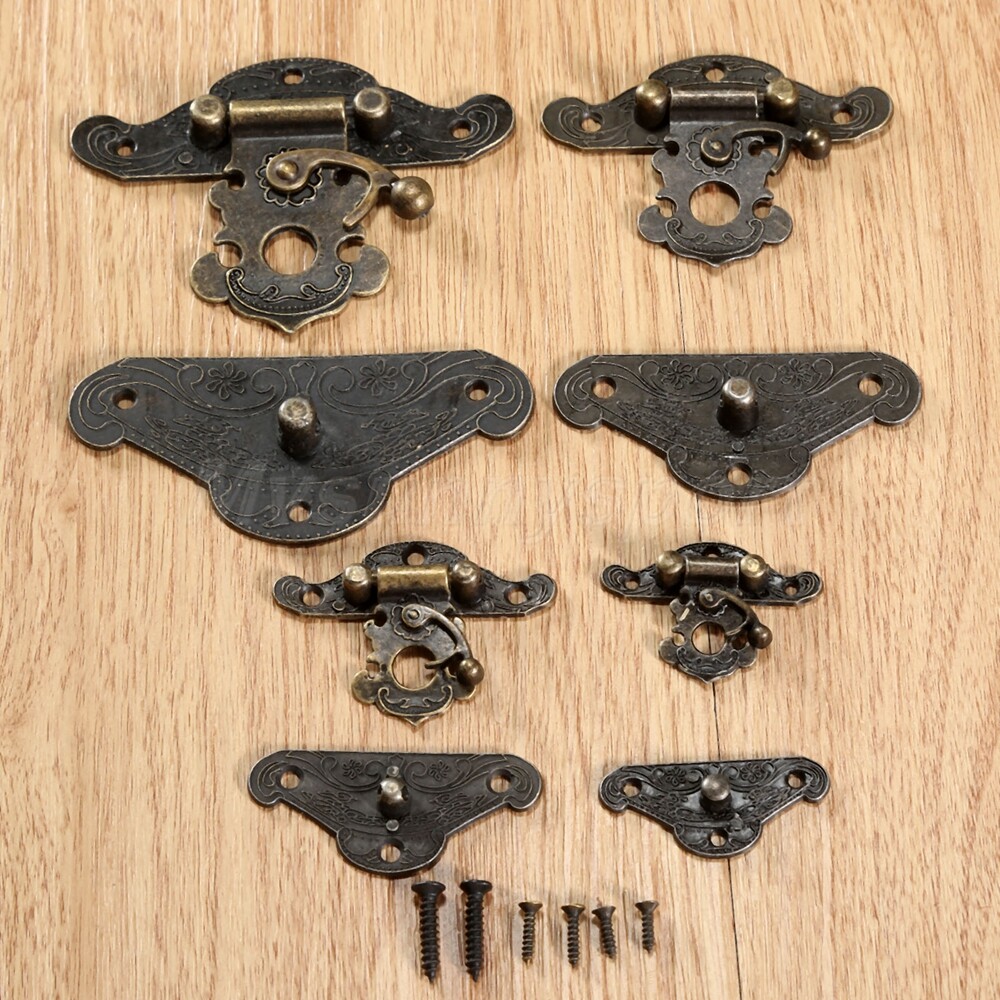 HQ Antique Retro Box Latch Hasp Jewellery Decorative Box Chest Pad Lock ...