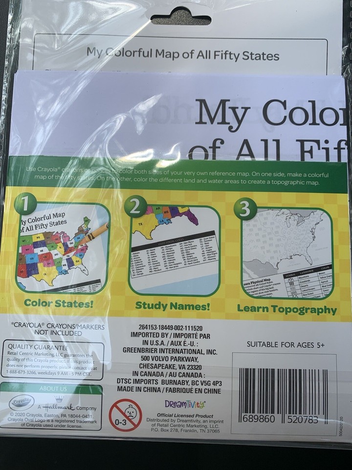 U.S. Map Crayola States & Symbols Early education, homeschool ...