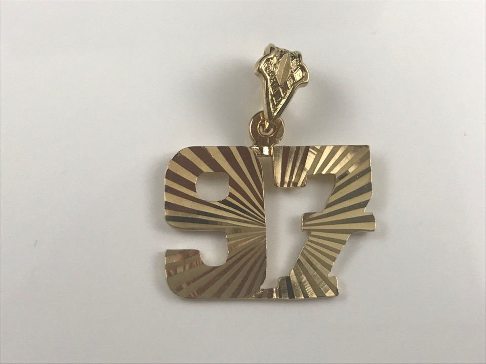 Gold Number 90-00 Pendant Large Diamond-Cut 24k Gold Plated Jersey ...