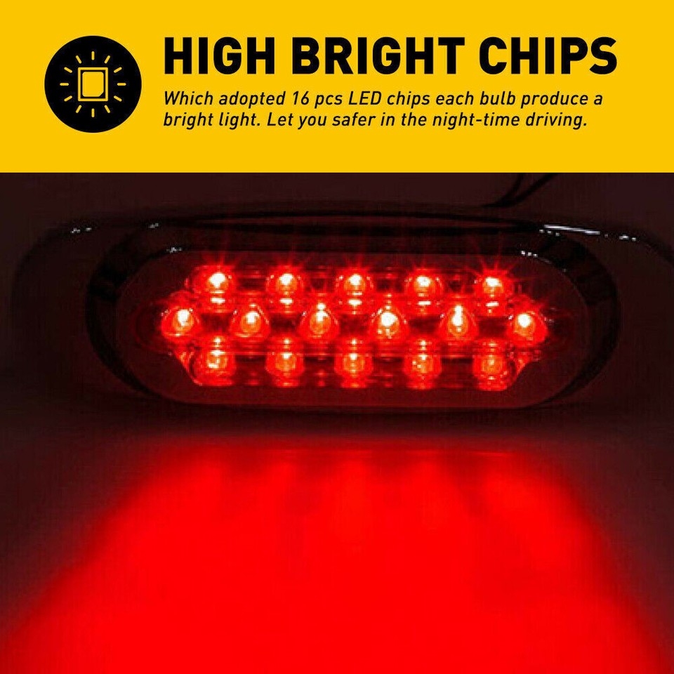 10x Marker Lights Amber Red 6.5" LED Truck RV Trailer Oval Clearance ...