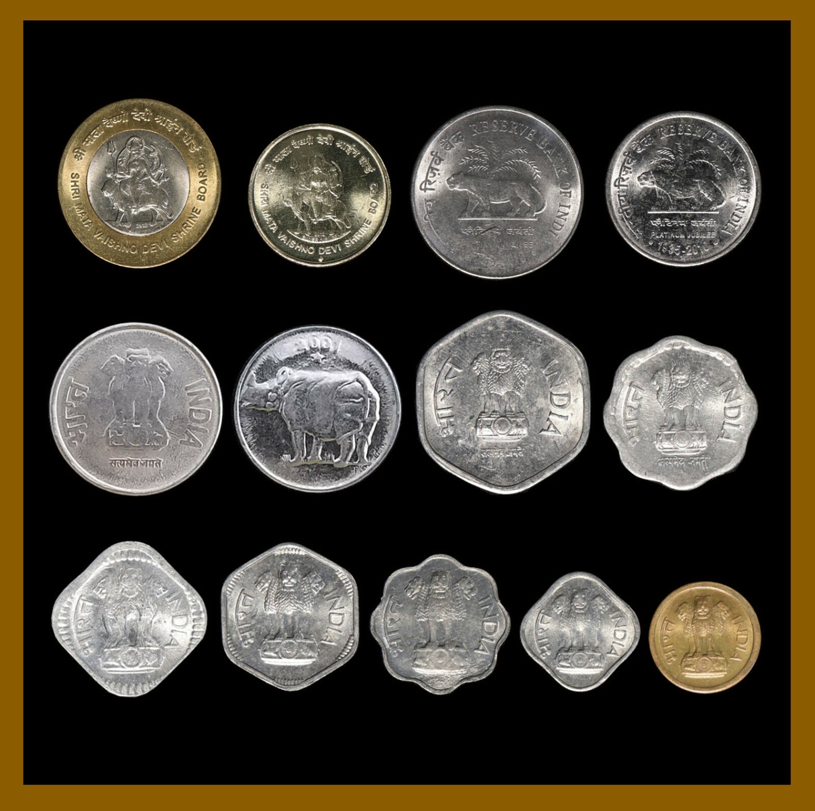 India 1 2 3 5 10 20 25 50 Naya Paise & Rupees (13 Pcs Coin Set), 1962 ...