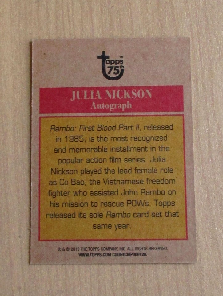2013 Topps 75th Anniversary autograph auto Julia Nickson RAMBO | eBay