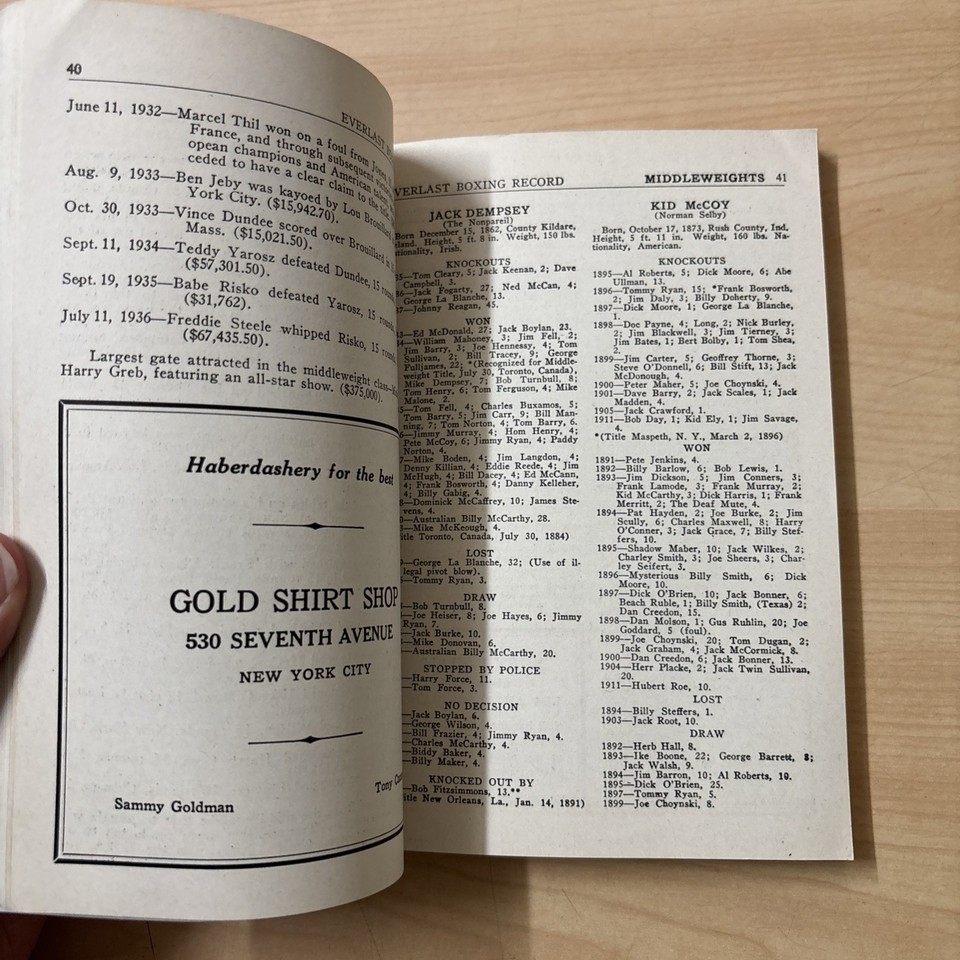 Everlast Boxing Record 1937 Illustrated Eddie Borden Paperback Vintage ...