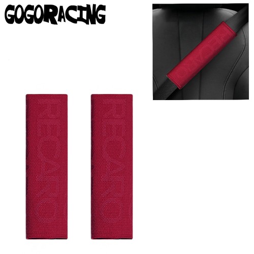 2X Red RECARO Universal Racing Hyper Fabric Car Seat Belt Cover ...