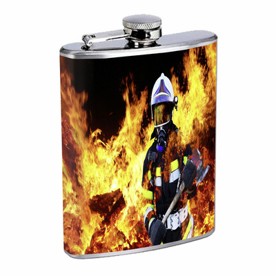 Firefighter D13 Flask 8oz Stainless Steel Hip Drinking Whiskey | eBay