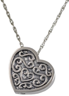 Ornate Heart Ash Holder Cremation Urn Pendant Necklace Jewelry Sterling ...