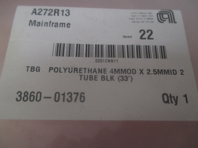 NEW AMAT 3860-01376 TBG POLYURETHANE 4 MMOD X 2.5 MMID, 2 TUBE BLK 33 ...
