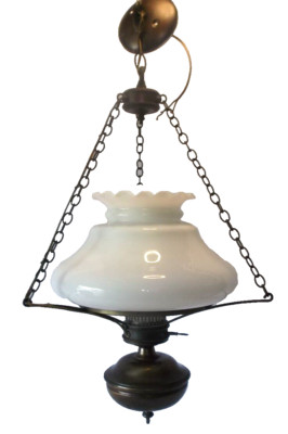 Vintage GWTW Hurricane Milk Glass Ceiling Lamp Hanging Light Union Made ...