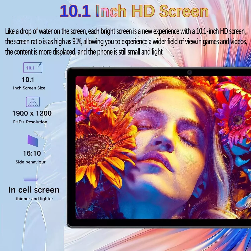 Tablet 10 inch Android14 Tablet PC 12GB RAM 256GB 10.1" Touch Screen 8 ...
