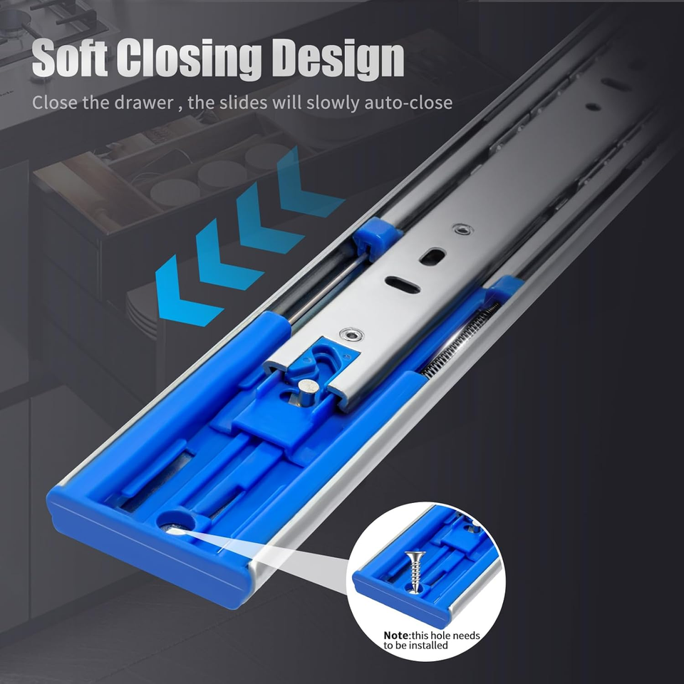 200 Lbs Soft Close Heavy Duty Drawer Slides 1 Pair 14 16 18 20 22 24 26 ...