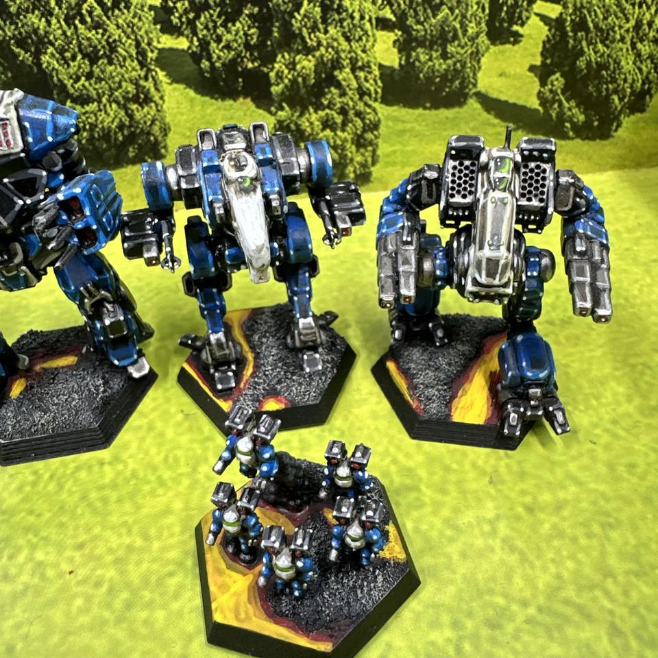 Pro Painted Battletech Battlemech Ghost Bears Star with elementals | eBay